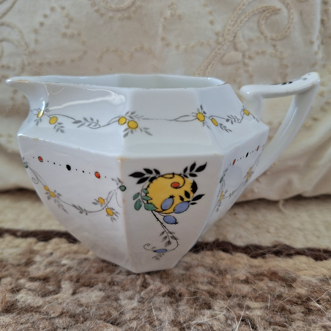 Shelly milk jug and 3 small tea plates - deco designs - The Bright Beetle