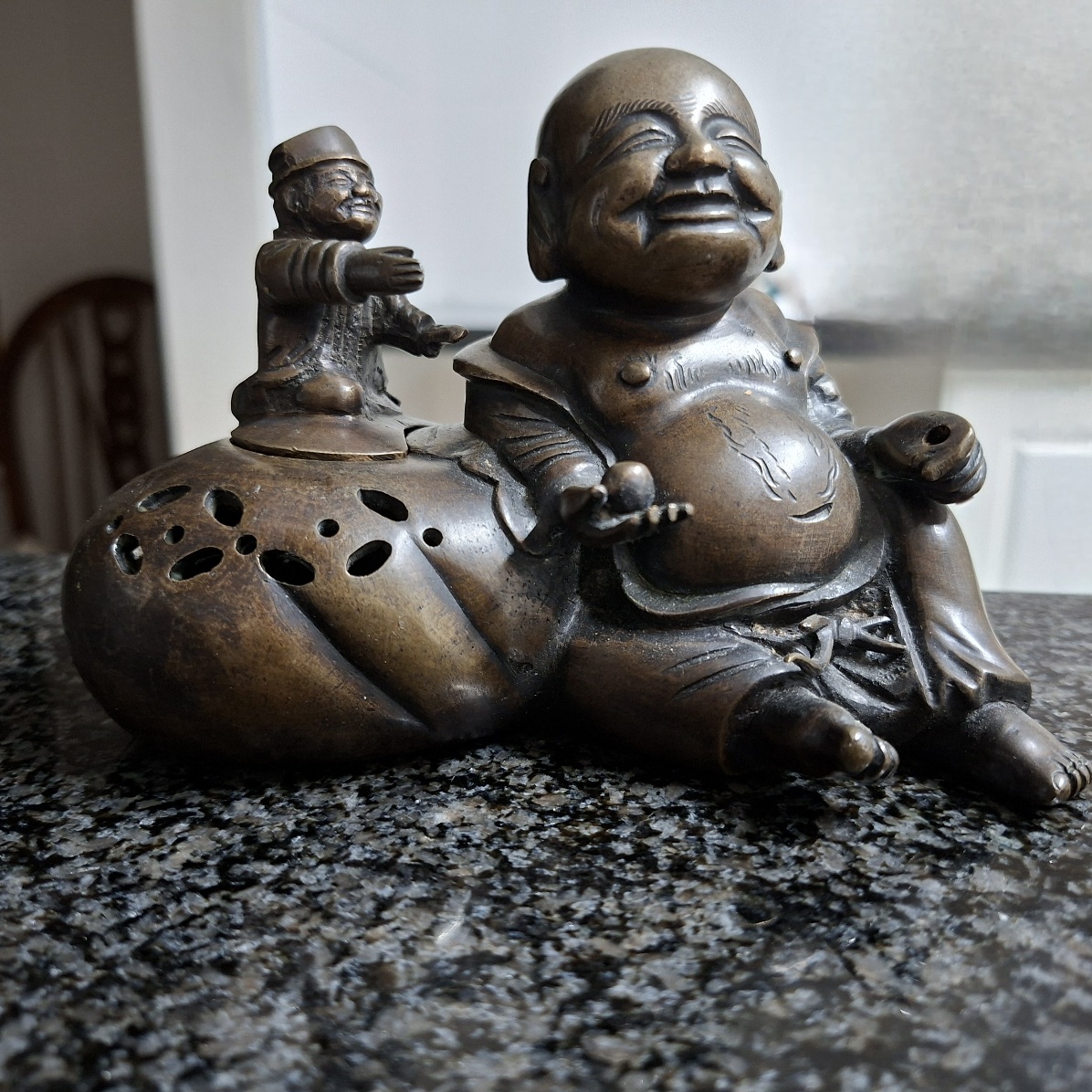 Bronze cast oriental hotei buddah insense burner. Laughing buddah - The ...